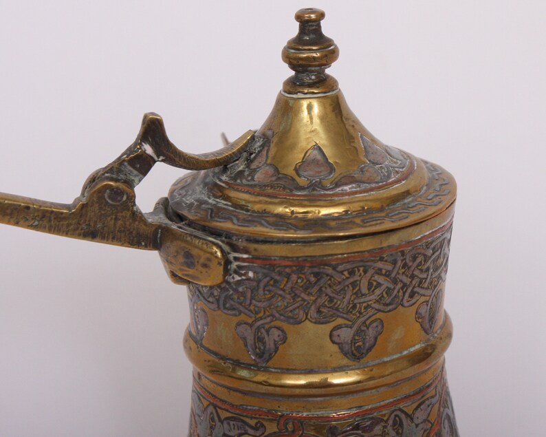 Islamic Cairo Ware Coffee Pot Water Pot Silver and Copper Inlay - Etsy UK