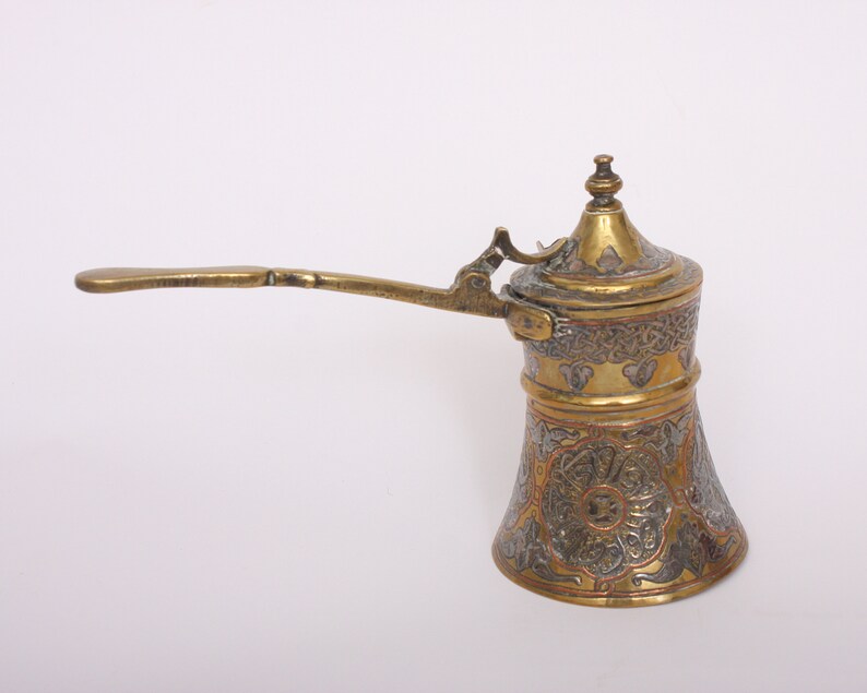 Islamic Cairo Ware Coffee Pot Water Pot Silver and Copper Inlay - Etsy UK