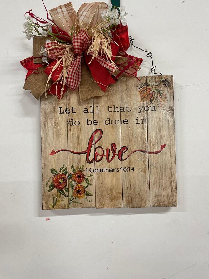 Love Scripture Wooden Door Hanger or Wall Decor - Etsy