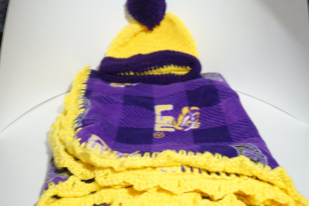 LSU Baby Blanket and Hat - Etsy