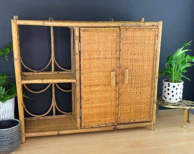 Vintage Tiger Bamboo and Cane Shelving and Cabinet Unit, Tortoiseshell ...