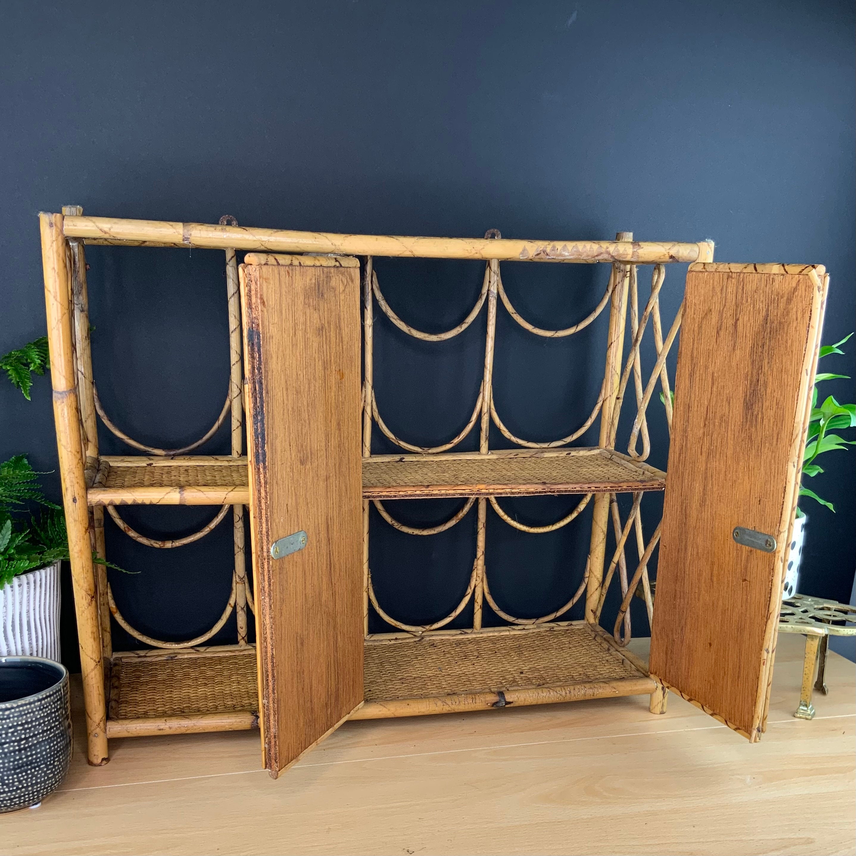 Vintage Tiger Bamboo and Cane Shelving and Cabinet Unit, Tortoiseshell ...