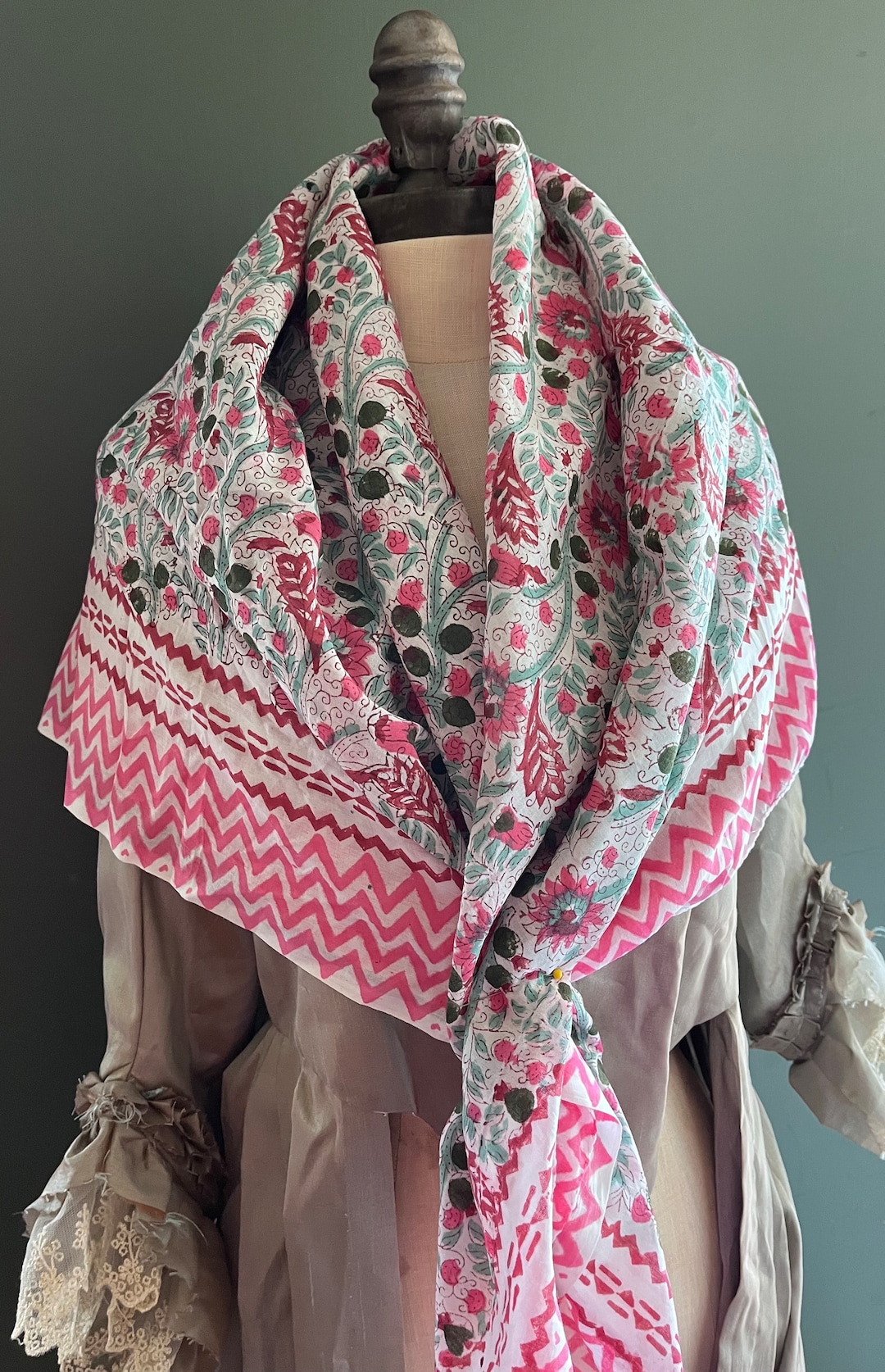 Neckerchief - Modesty Piece Mint Green, Pink, Maroon Floral Print - Etsy