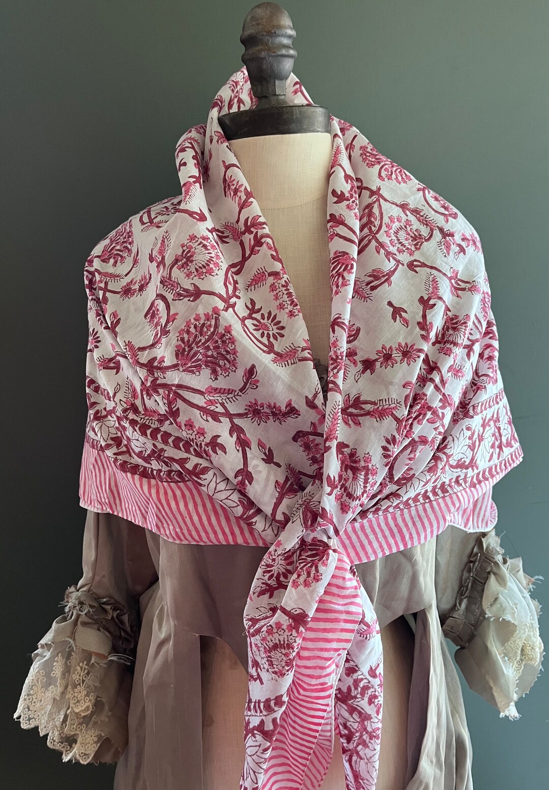 Neckerchief - Modesty Piece Maroon and Pink Floral Print - Etsy