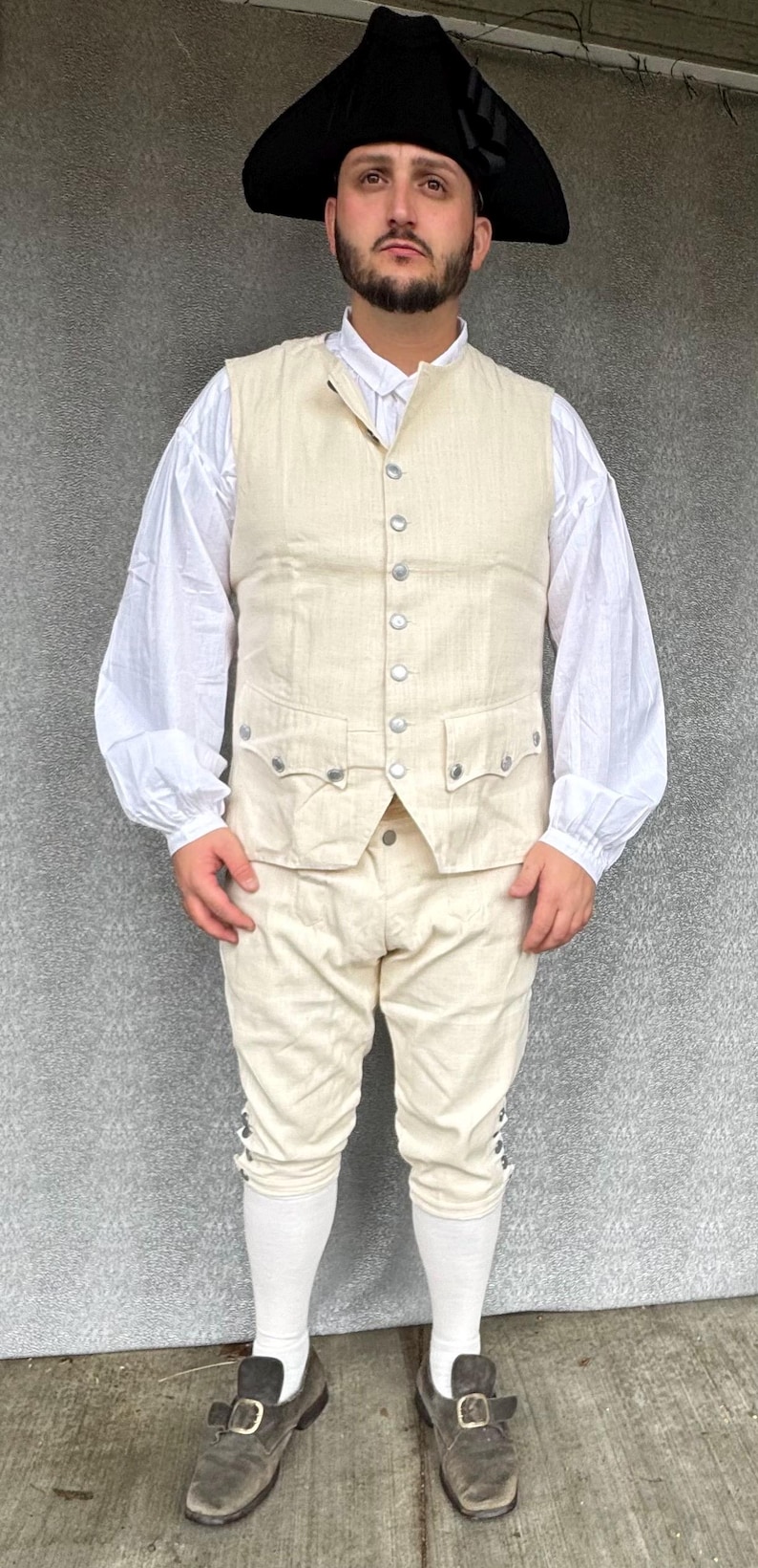 Men's Drop Front Knee Breeches - OFF WHITE LINEN -18th Century ***ready ...