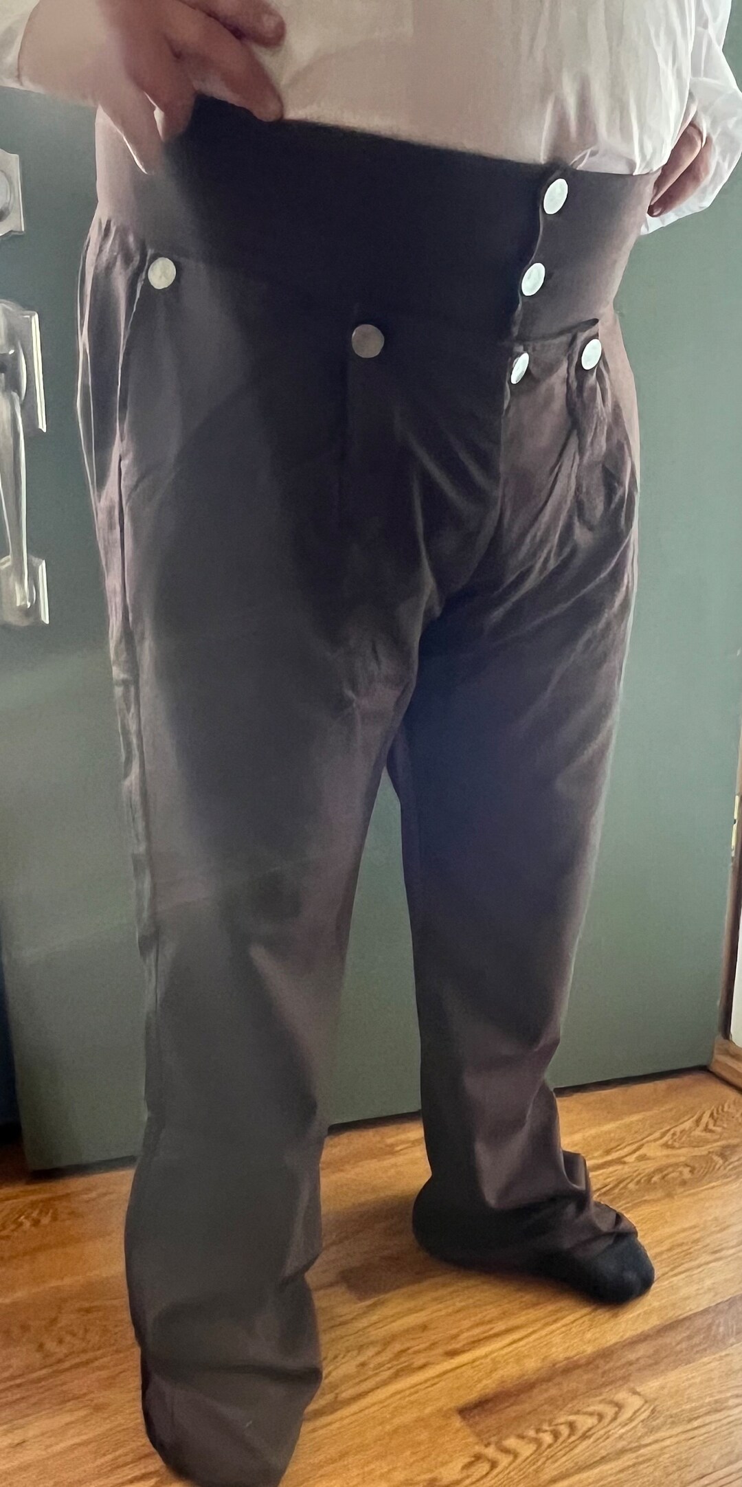 Men's Drop Front Pants for 18th Century Medium Weight Dark Brown CANVAS ...