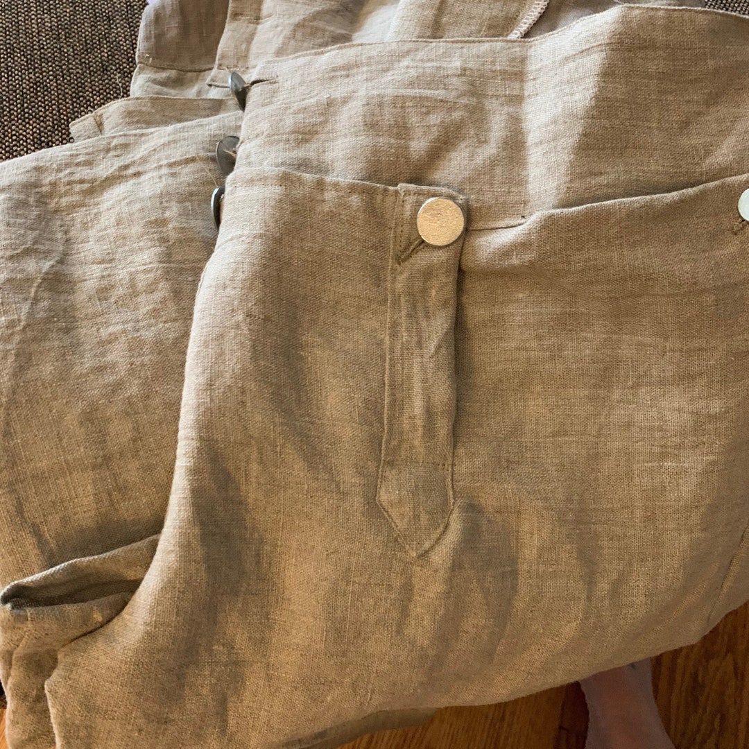 18th Century LINEN Men's Drop Front Full Length Pants LINEN- Military ...