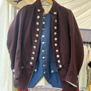Men's 18th Century Colonial Jacket or Coatee With Turn Backs in Navy ...