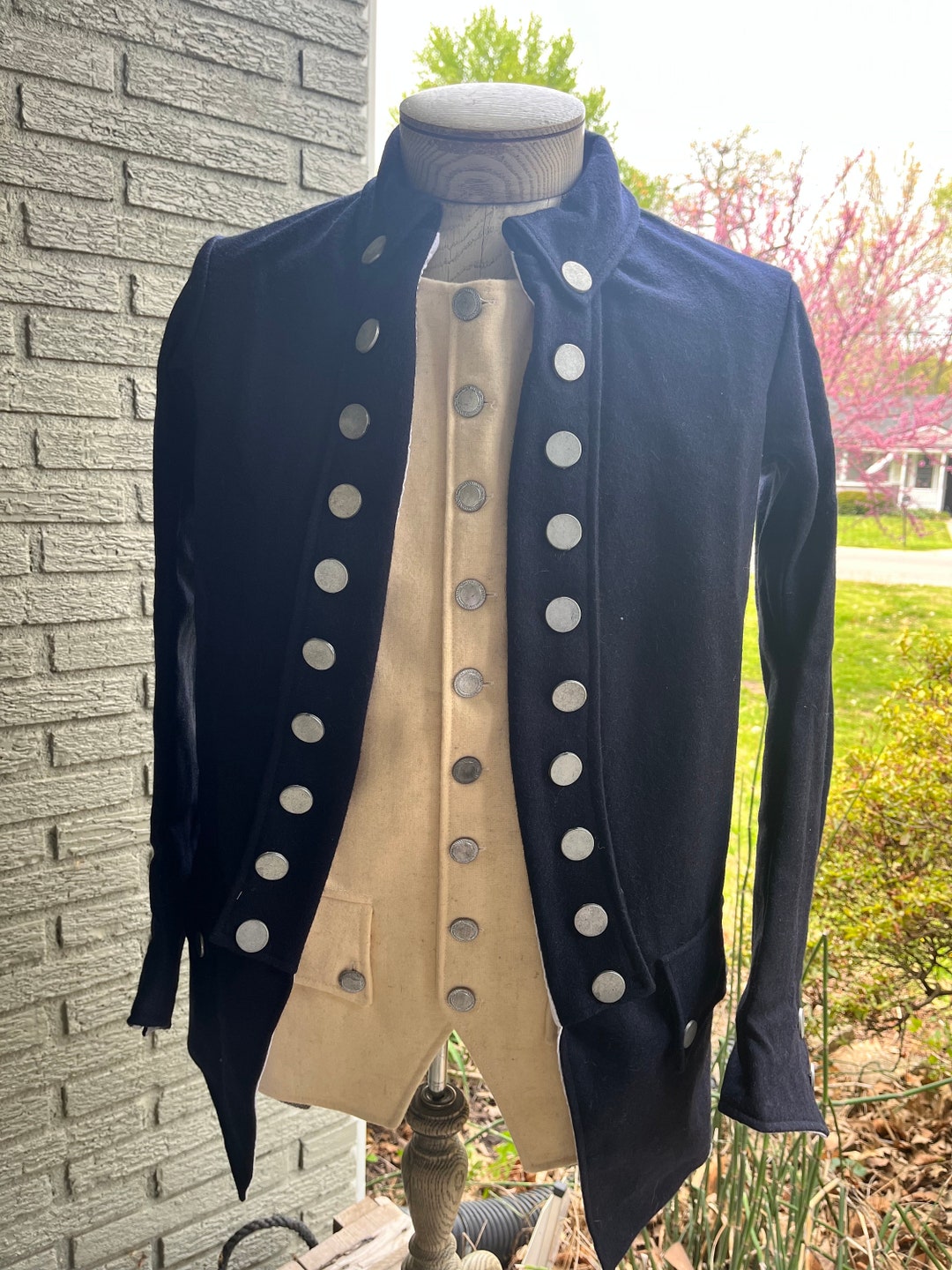 Men's 18th Century Colonial Jacket or Coatee With Turn Backs in Navy ...