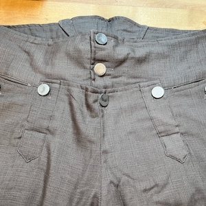 Men's Drop Front Colonial Pants for 18th Century in Grey Linen- Medium ...