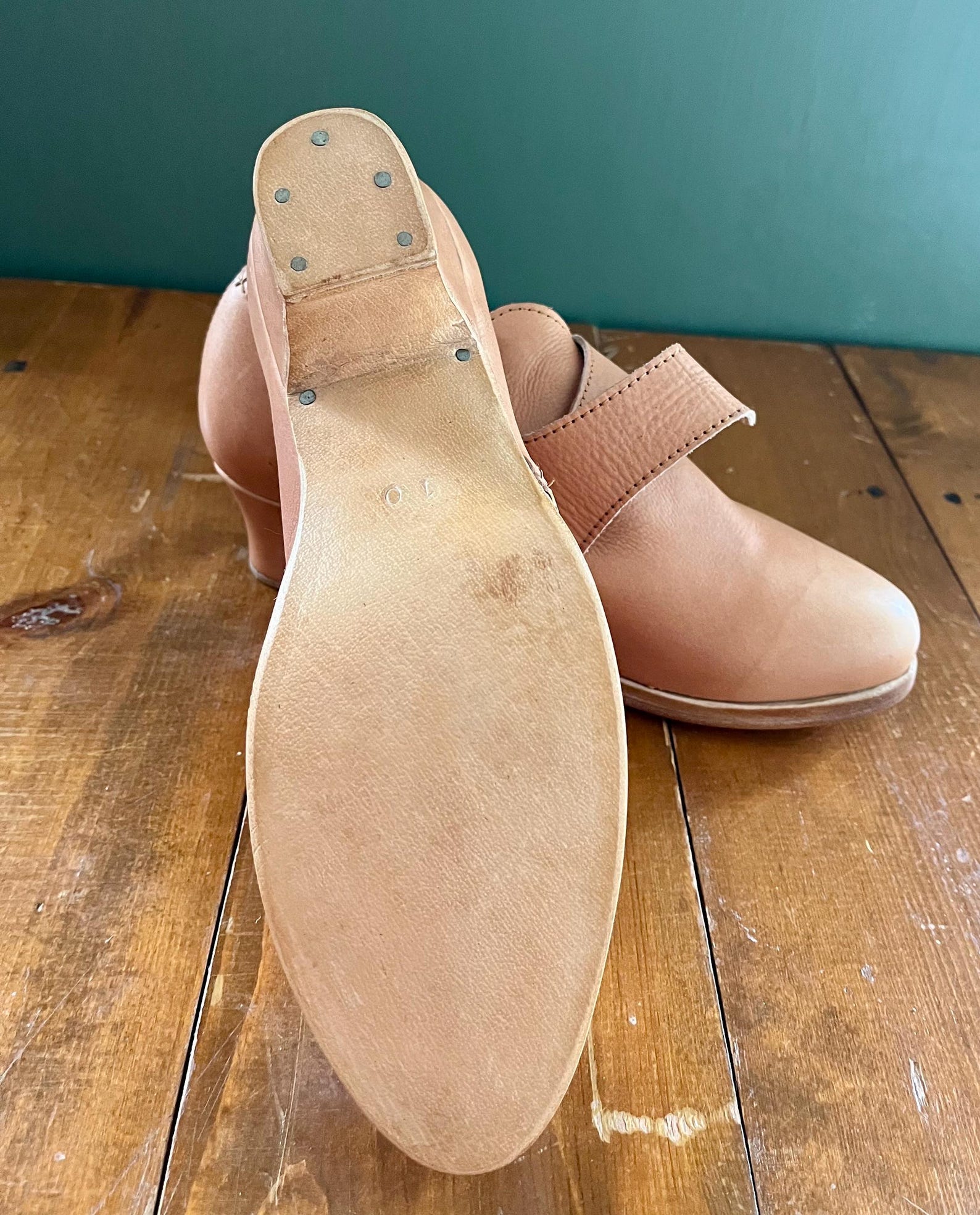 Ladie’s Shoes for 18th Century Tan Buff Leather-buckles Included Formal ...