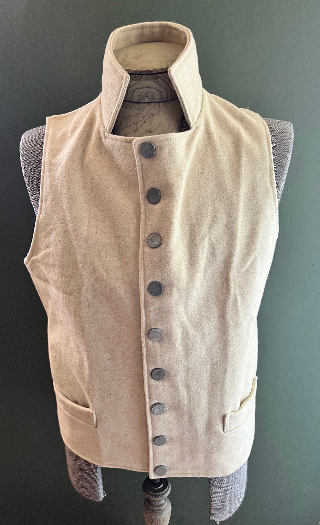 Men's 1812 Vest - Wool With Working Pockets-off WHITE for Military ...
