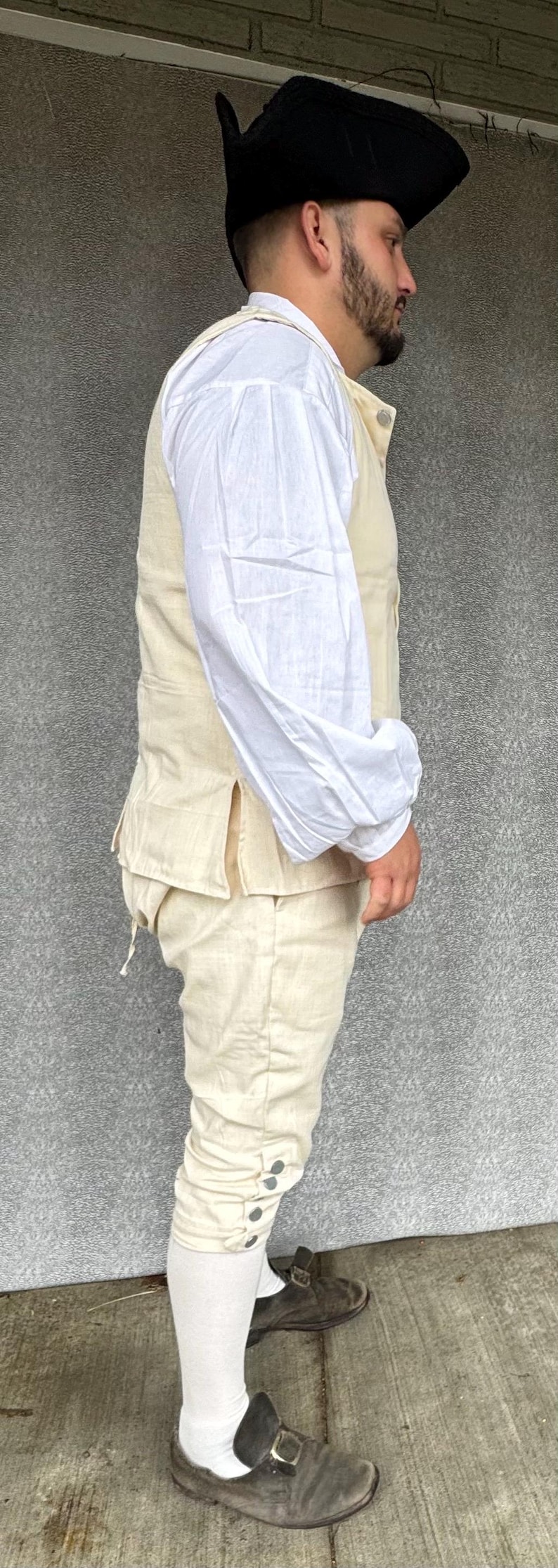 Men's Drop Front Knee Breeches - OFF WHITE LINEN -18th Century ***ready ...