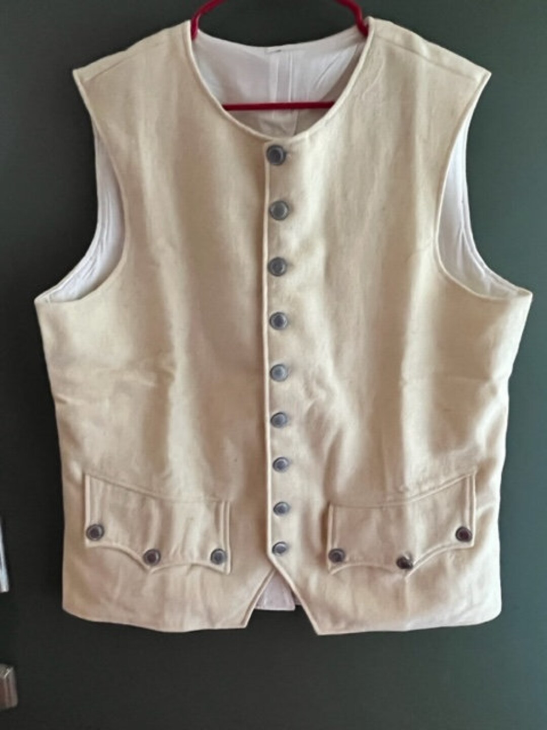 Men's Revolutionary War Colonial Vest or Waistcoat OFF WHITE WOOL ...