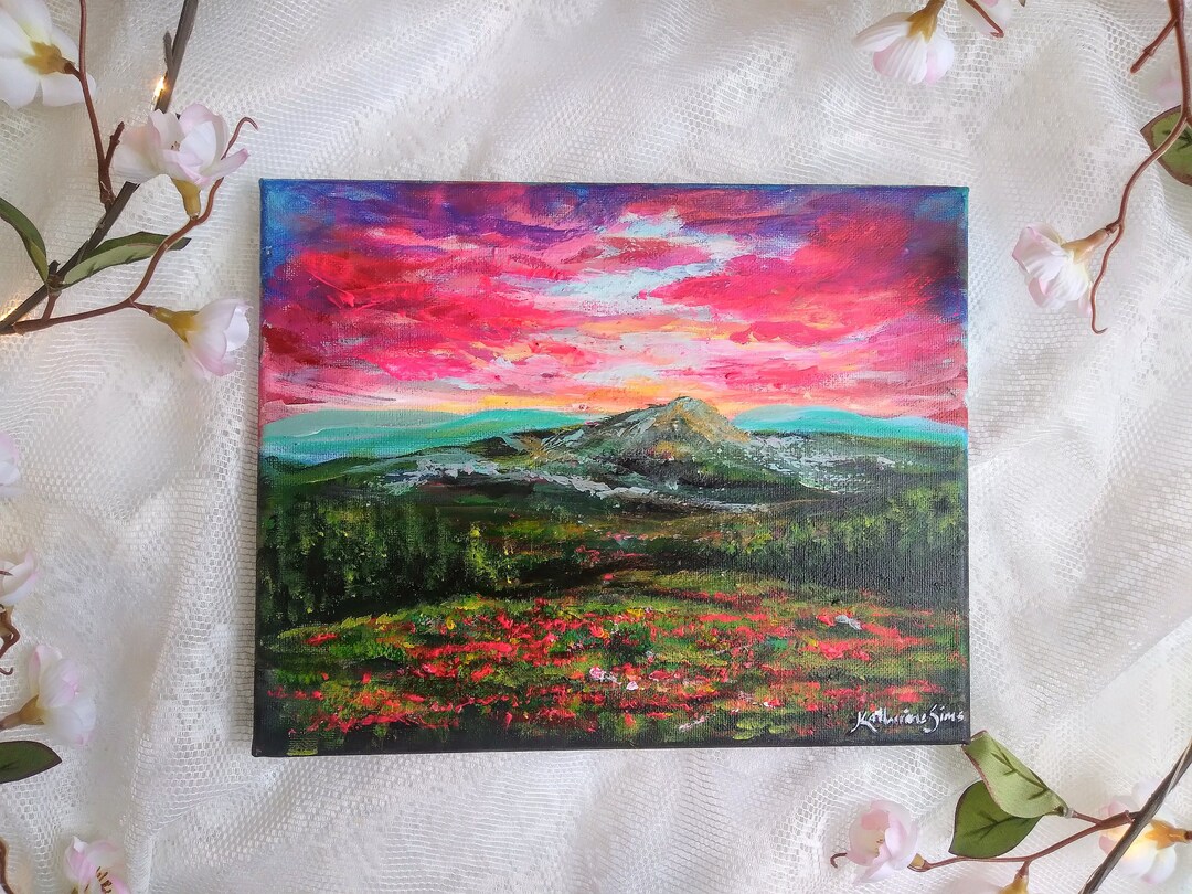 Summer Mountain Golden Hour Landscape//original Painting//impressionist ...