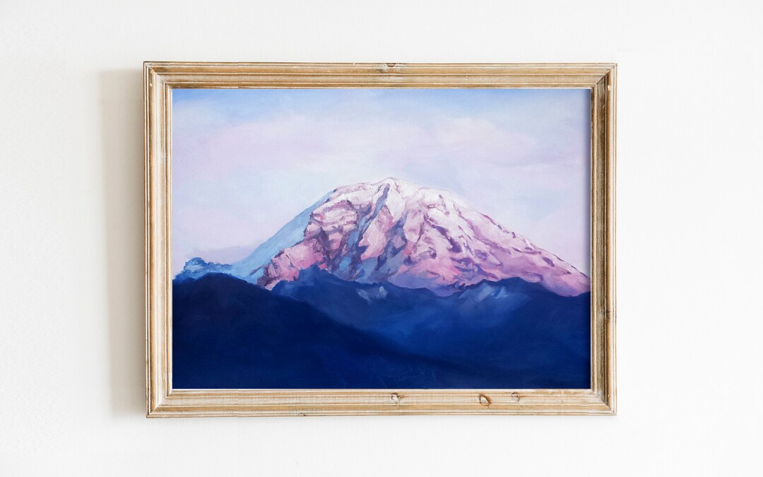 Mt Rainier Painting Art Print, Signed - Washington State Oil Decor ...