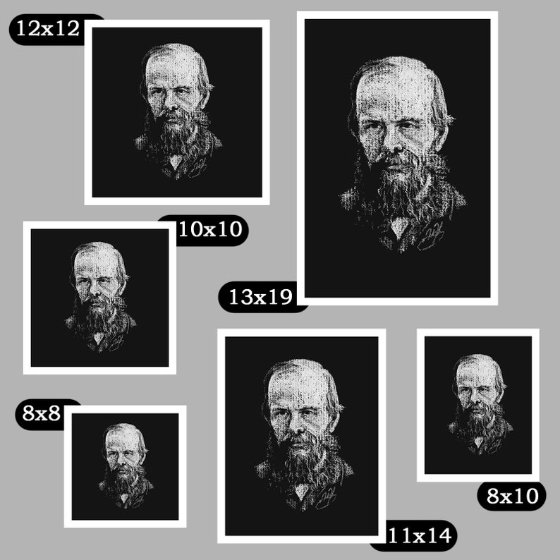 Dostoevsky Portrait Print, Signed - Famous Russian Author Decor ...