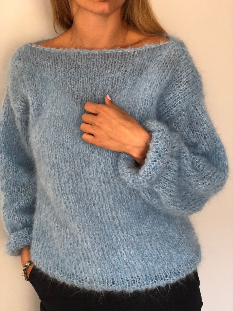 Pull Mohair pull bleu pull en laine pull bleu pull - Etsy France