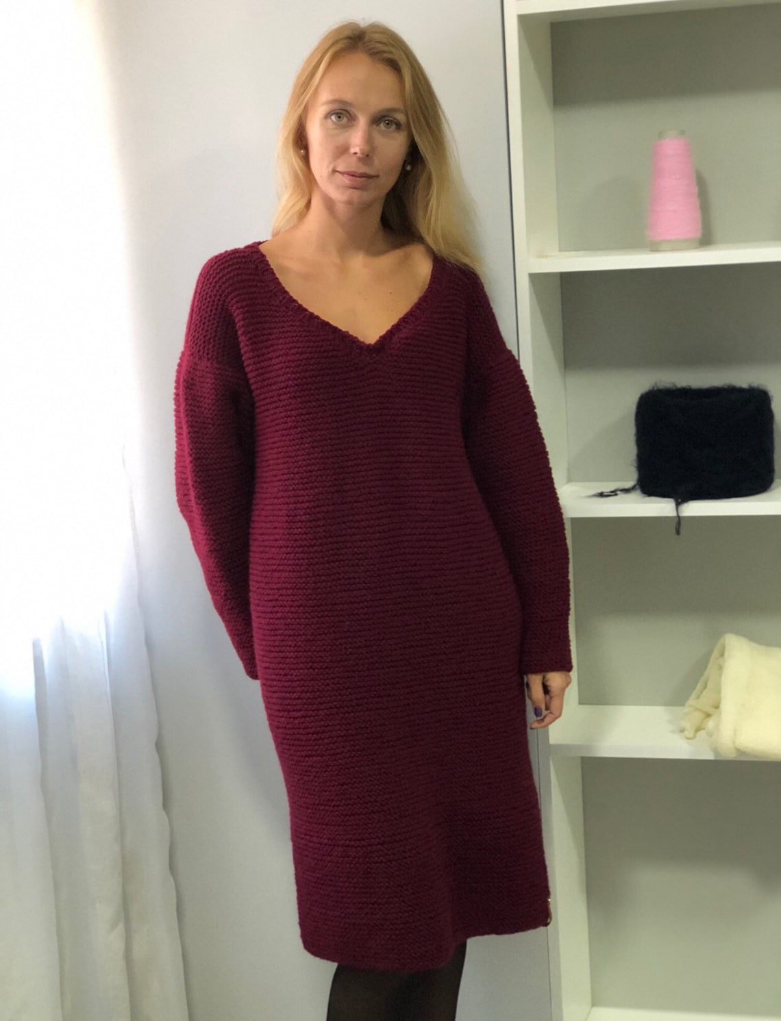 Hand knitted Dress Wool dress Red dress Warm dress Hand | Etsy