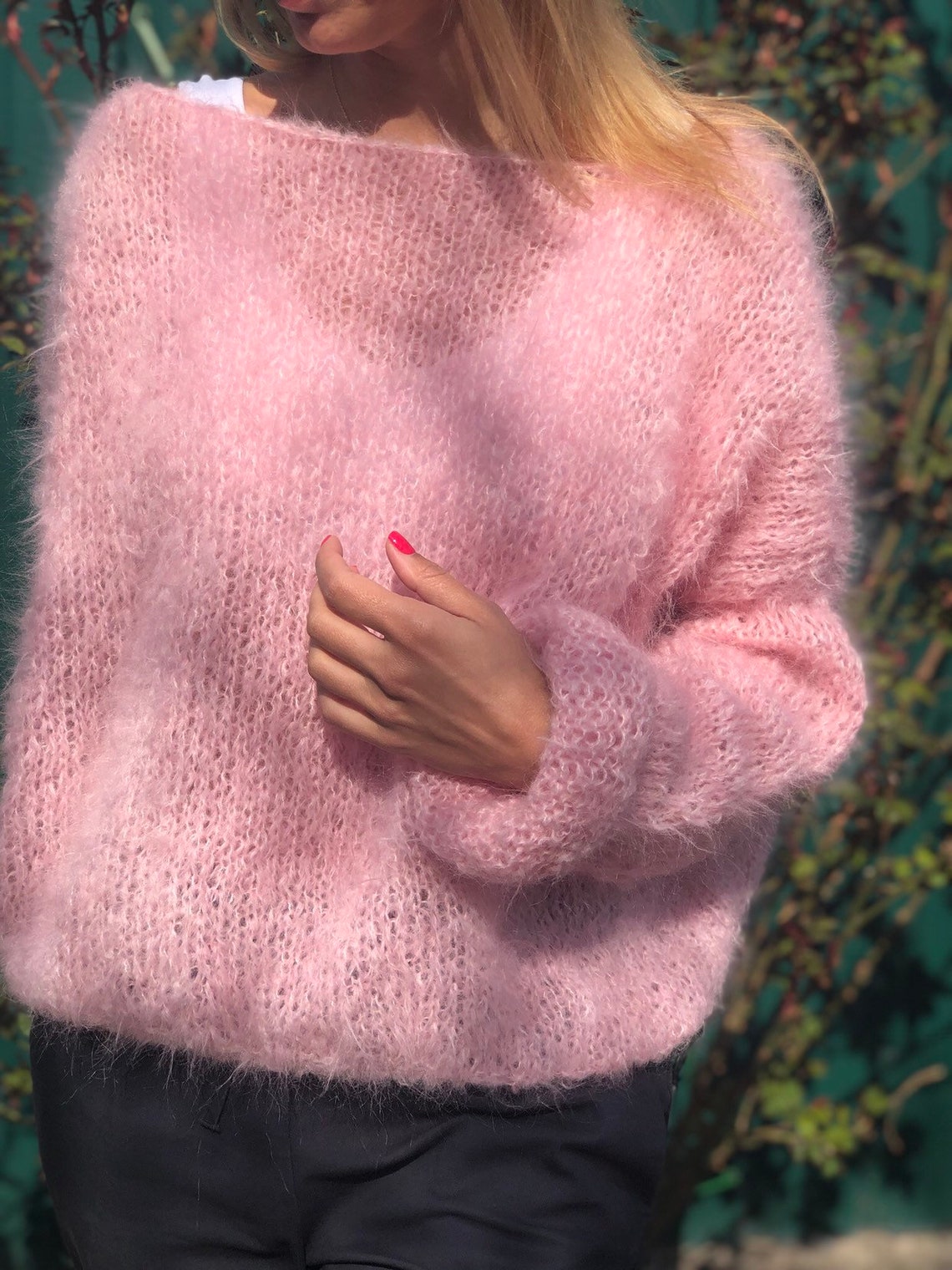 Pink Mohair Sweater, Pink Sweater, Wool Sweater, Pink Pullover ...