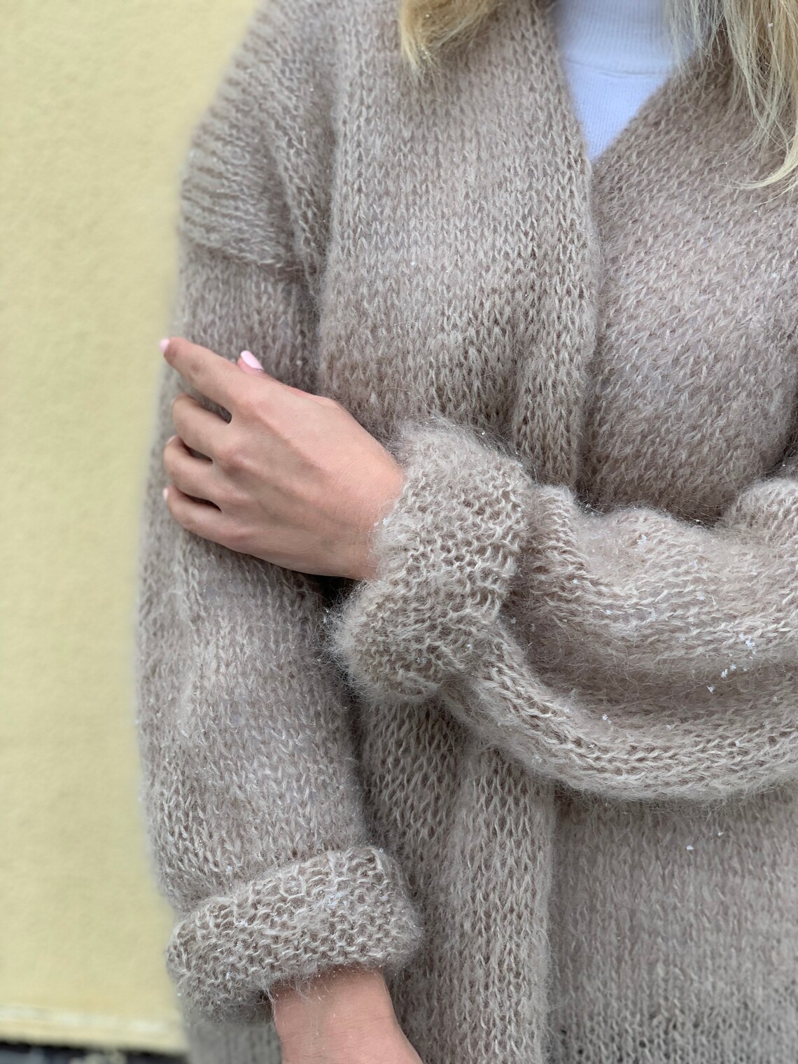 CARDIGAN Women Mohair Beige, Wool Long Cardigan, Mohair Cardigan ...