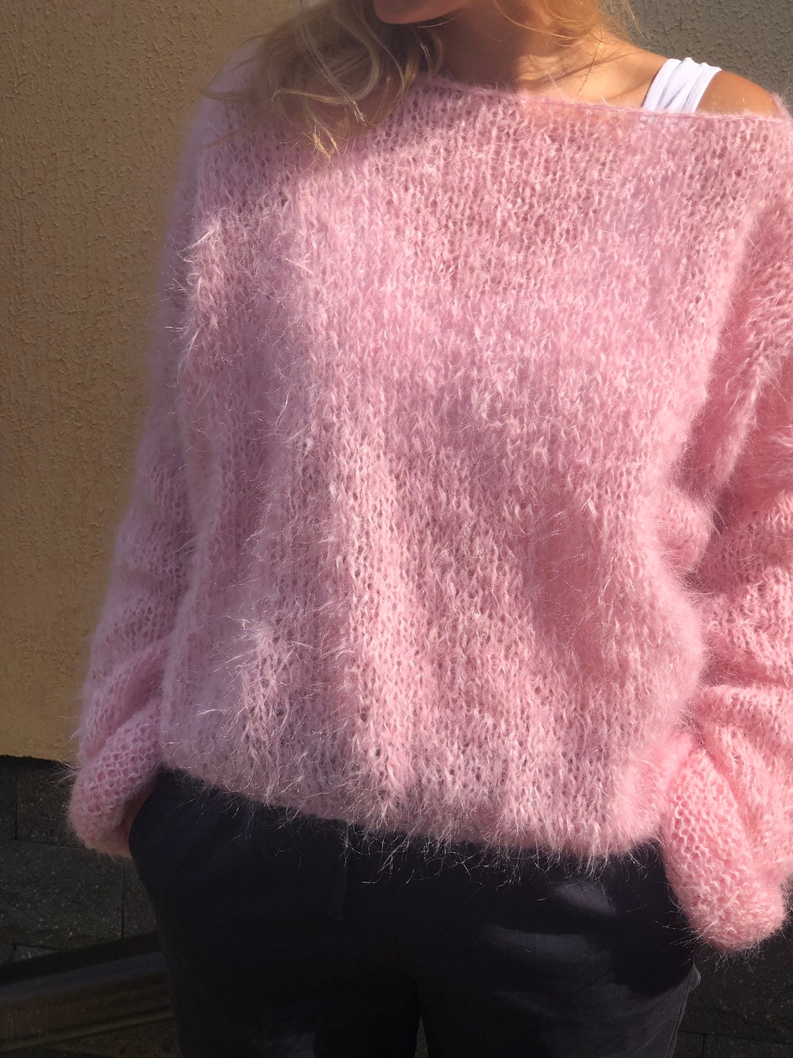 Pink Mohair Sweater, Pink Sweater, Wool Sweater, Pink Pullover ...