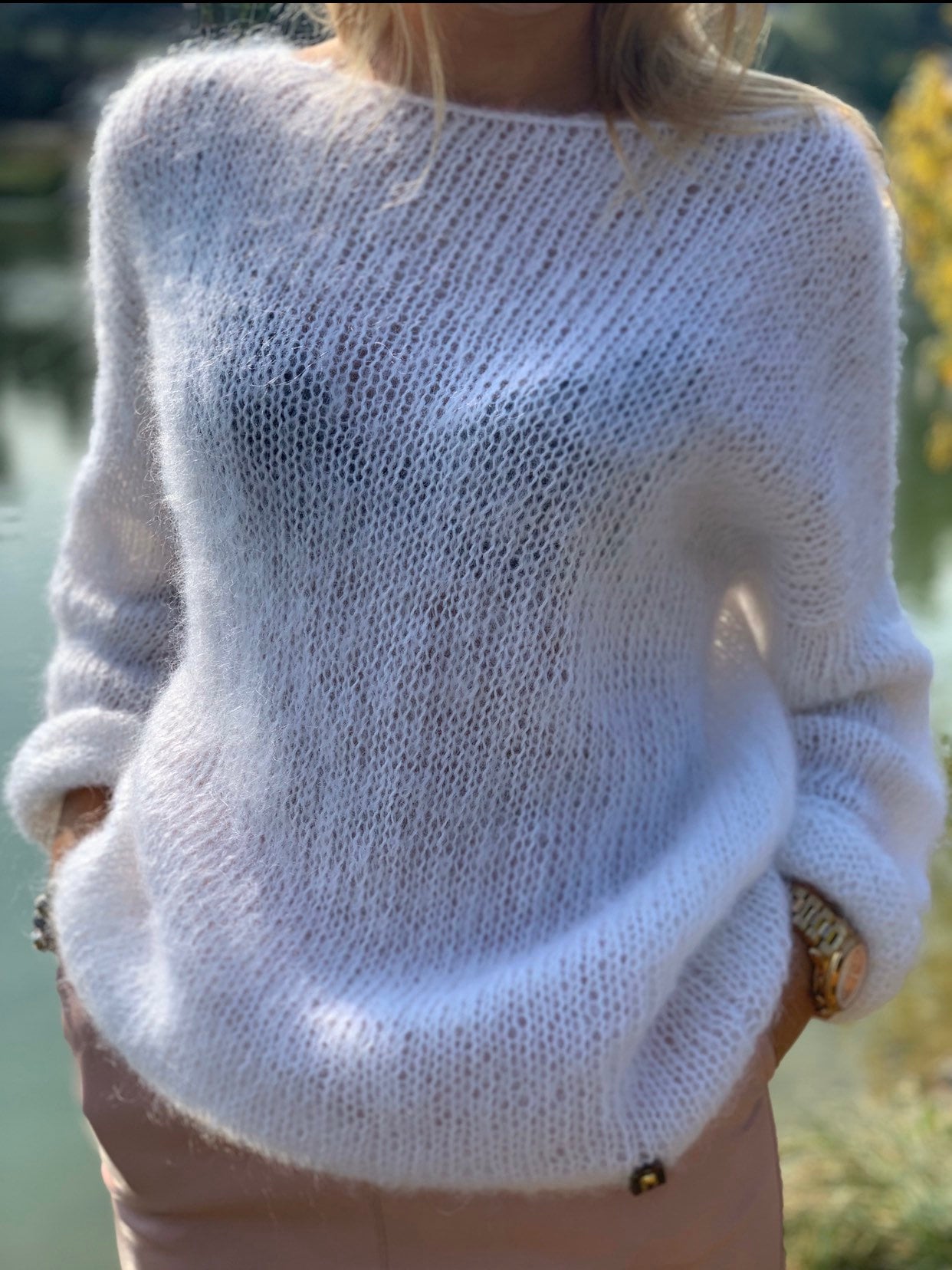 Witte mohair trui, witte trui, wollen trui, witte trui, handgebreide ...