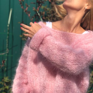 Pink Mohair Sweater, Pink Sweater, Wool Sweater, Pink Pullover ...