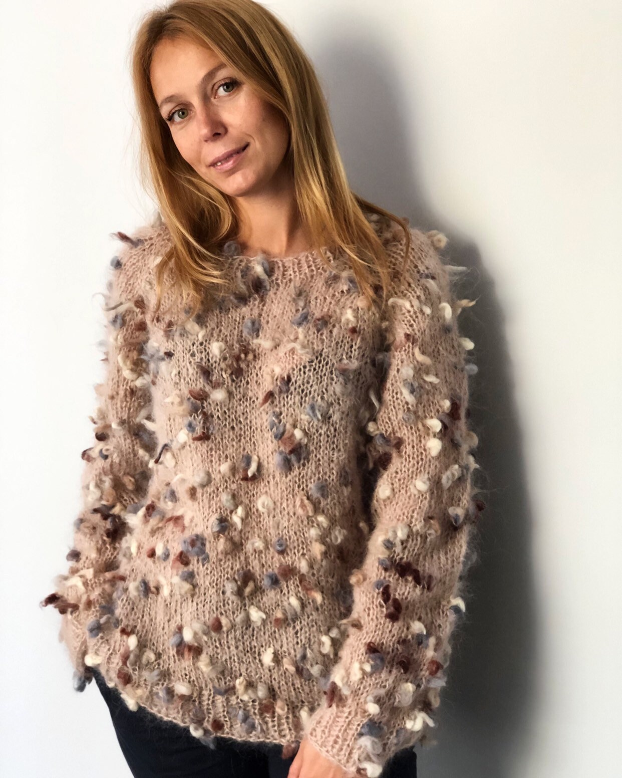 Beige Mohair Pullover Bunter Pullover Wollpullover Beige | Etsy