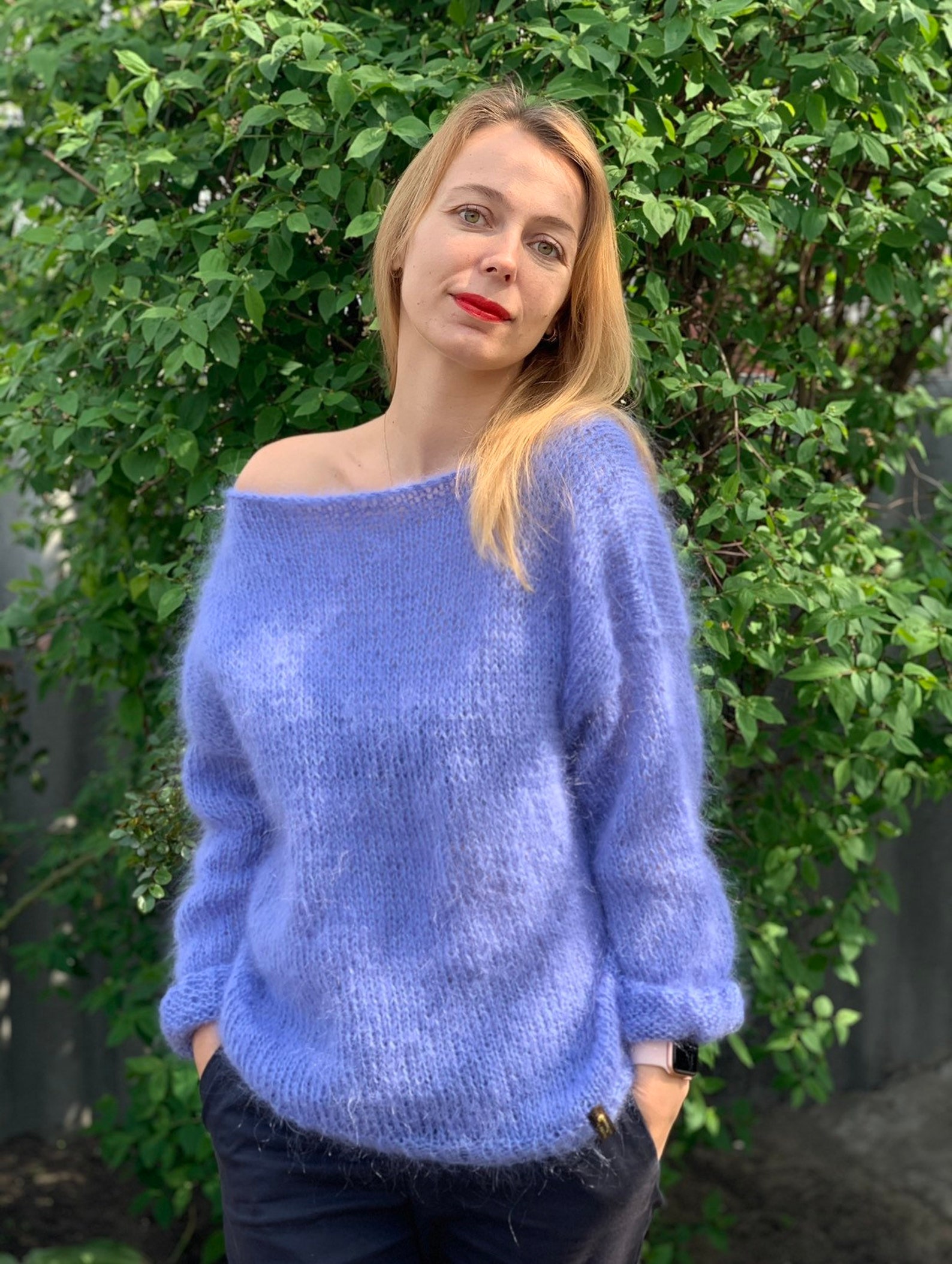 Mohair Sweater Blue Sweater Wool Sweater Blue Pullover | Etsy