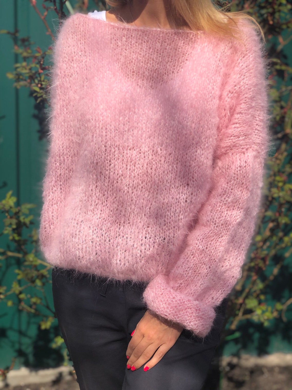 Pink Mohair Sweater, Pink Sweater, Wool Sweater, Pink Pullover ...