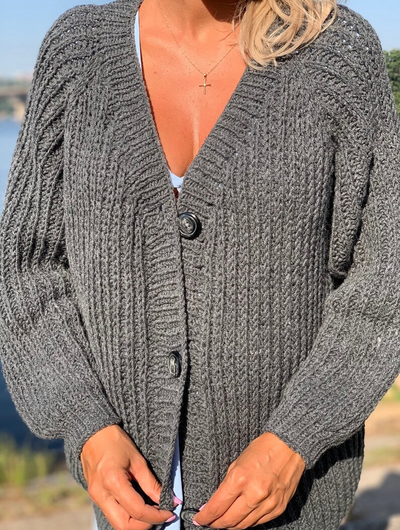 CARDIGAN Women Grey Wool Cardigan Wool Jacket Open Front - Etsy