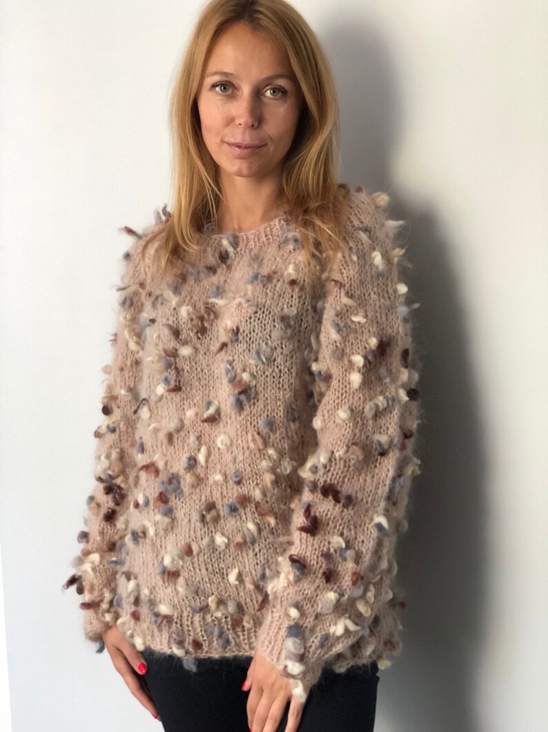 Beige Mohair Pullover Bunter Pullover Wollpullover Beige - Etsy.de