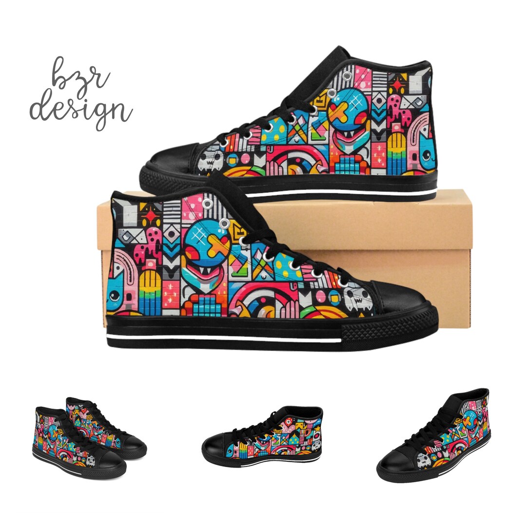 Graffiti Men's Classic Sneakers Graffiti Shoes Abstract Urban Street ...