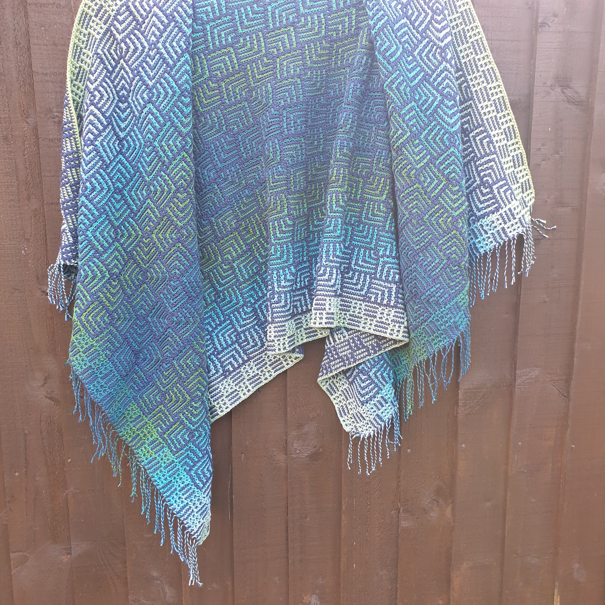 Mosaic Pinwheel Shawl; Adult; Mosaic Negative Stitch, Written Row by ...