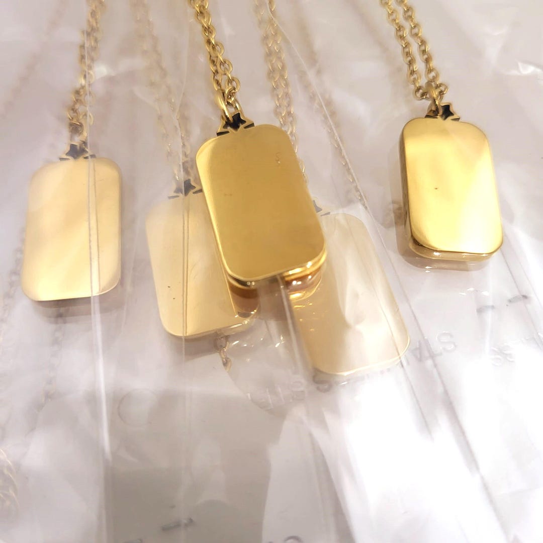 Star Gold Bar Style Laser Engraving Bar Pendant Necklace Metal Blanks ...