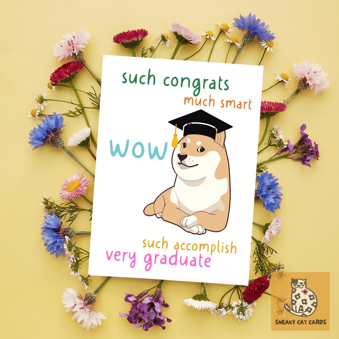 Funny Doge Graduation Card, Doge Meme Congratulations Card, Funny Dog ...