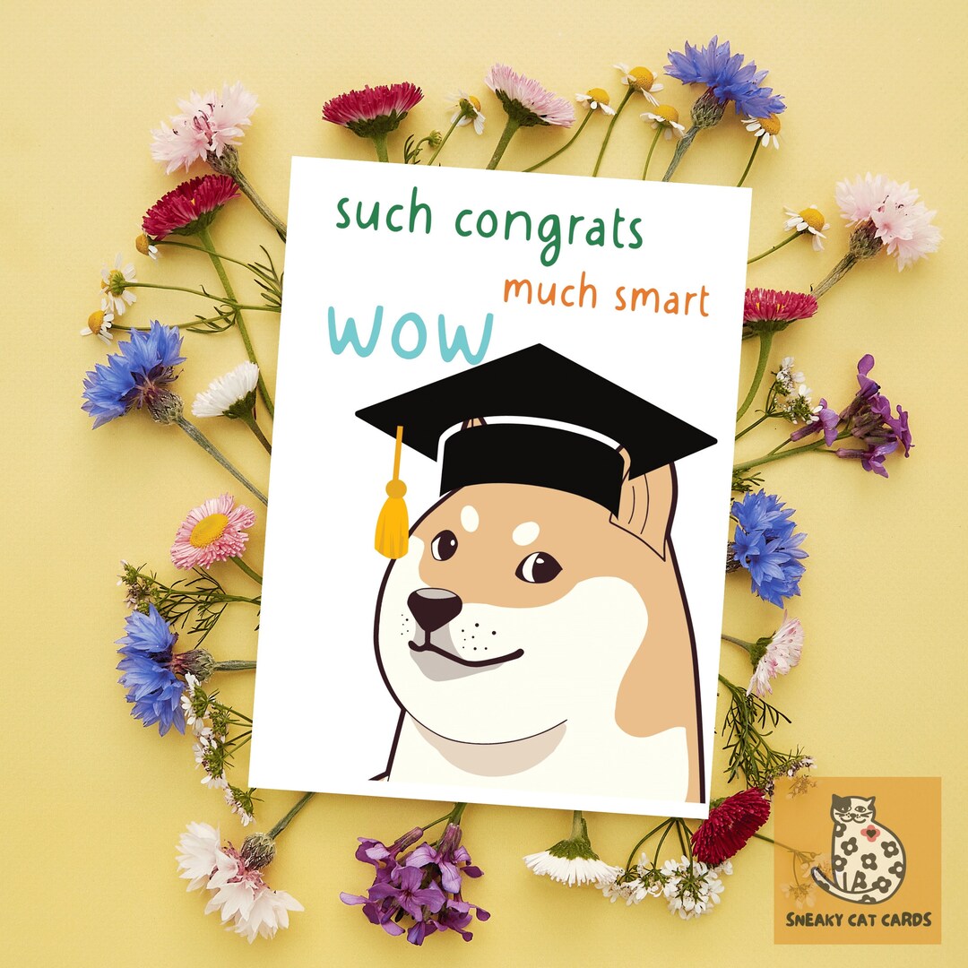 Funny Doge Graduation Card, Doge Meme Congratulations Card, Funny Dog ...