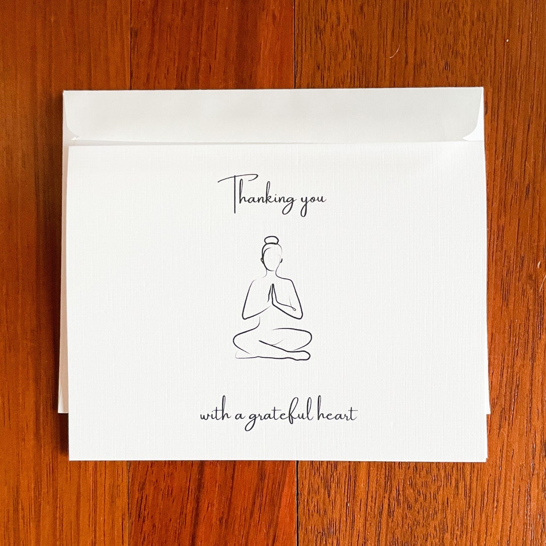Yoga Thank You Card, Notecard With Envelope, Yoga Instructor Gift, Yoga ...