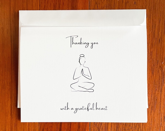Yoga Thank You Card, Notecard With Envelope, Yoga Instructor Gift, Yoga ...
