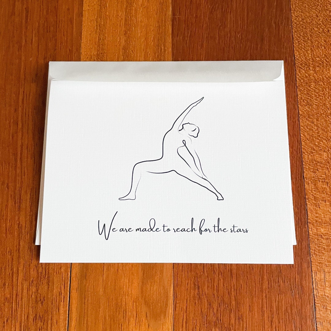Yoga Greeting Card, Yoga Quote, Yoga Gift for Teacher, Yoga Card, Reach ...