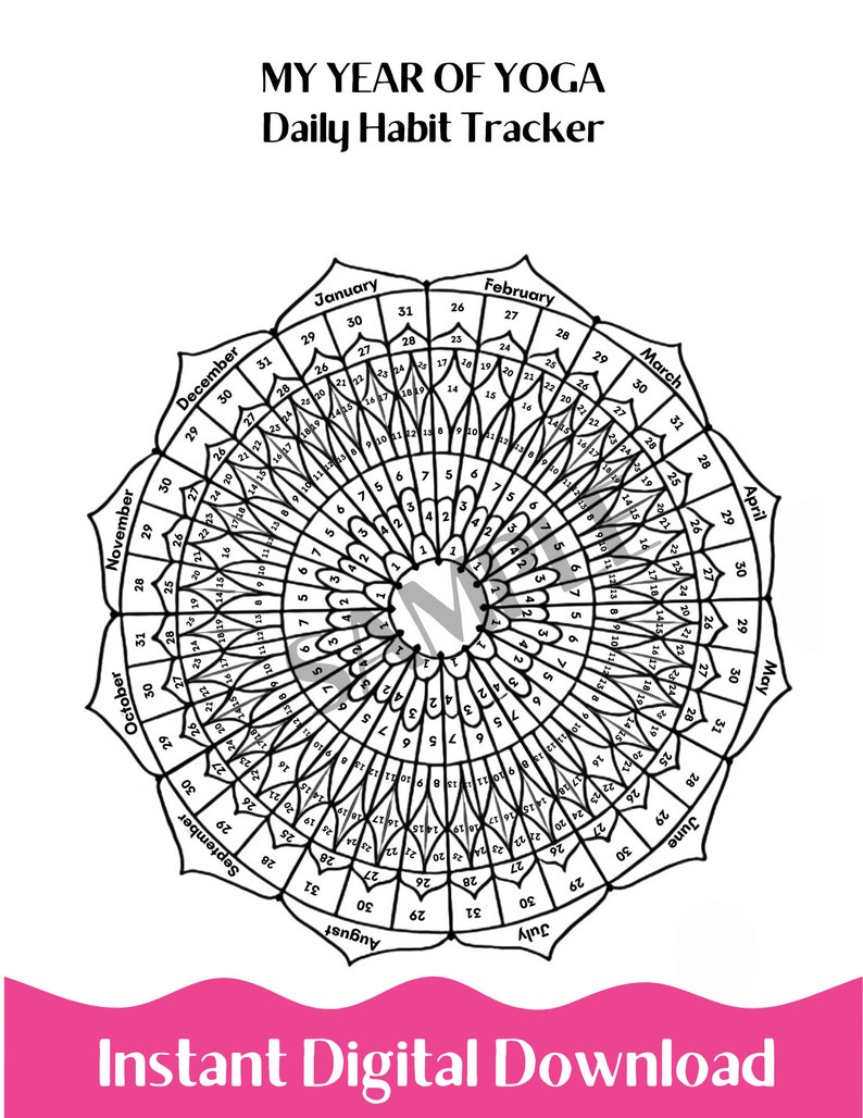 Yoga Tracker, 365 Days of Yoga, Habit Tracker Printable, Yoga Gift ...