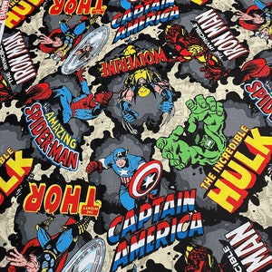 Marvel Avengers Characters Comics Burst Superhero Cotton Fabric Marvel ...