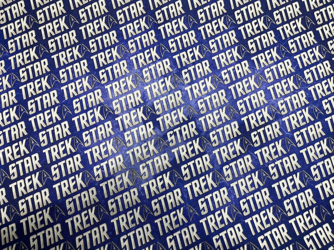 Star Trek Cotton Fabric Star Trek Words & Symbol Gold and White A Rare ...