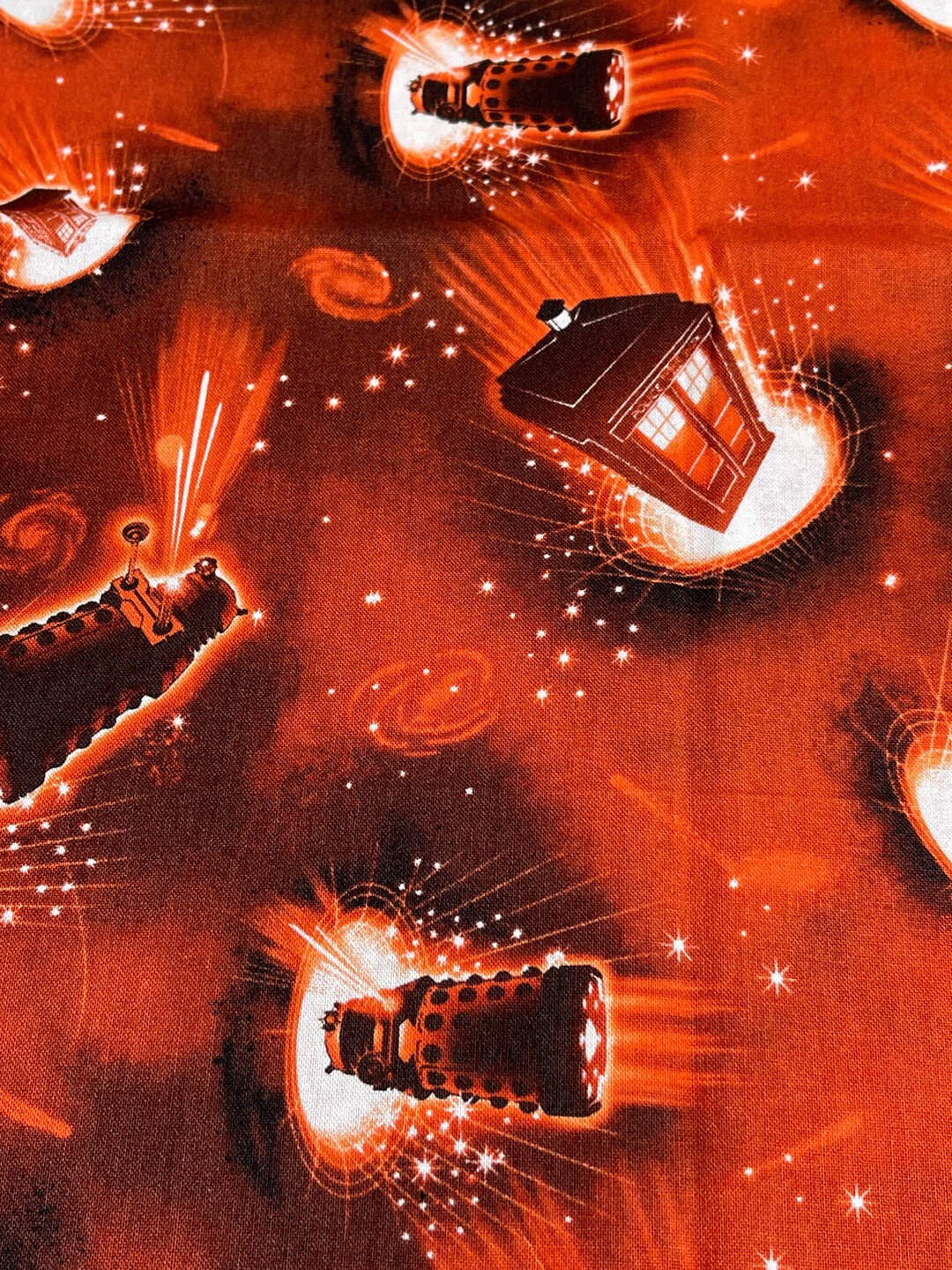 Doctor Who Tardis & Dalek Allover Cotton Fabric 2012 Springs Creative ...
