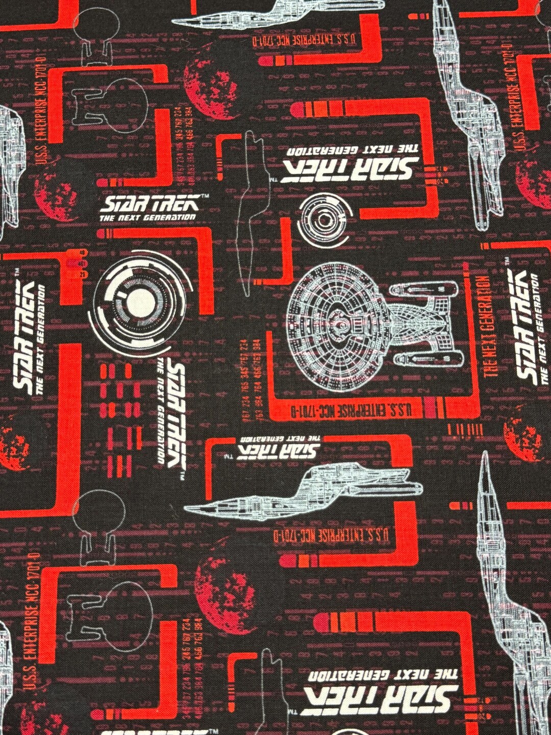 Star Trek TNG Fabric | USS Enterprise Blueprint Cotton - Etsy