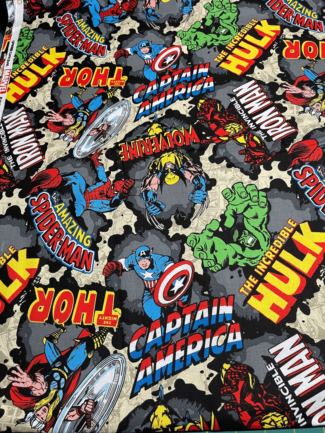 Marvel Avengers Characters Comics Burst Superhero Cotton Fabric Marvel ...