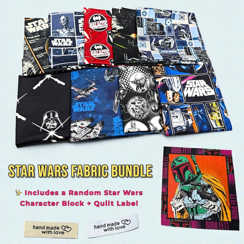 Star Wars Fabric Variety Bundle | Licensed Cotton Mix | Bonus Character ...