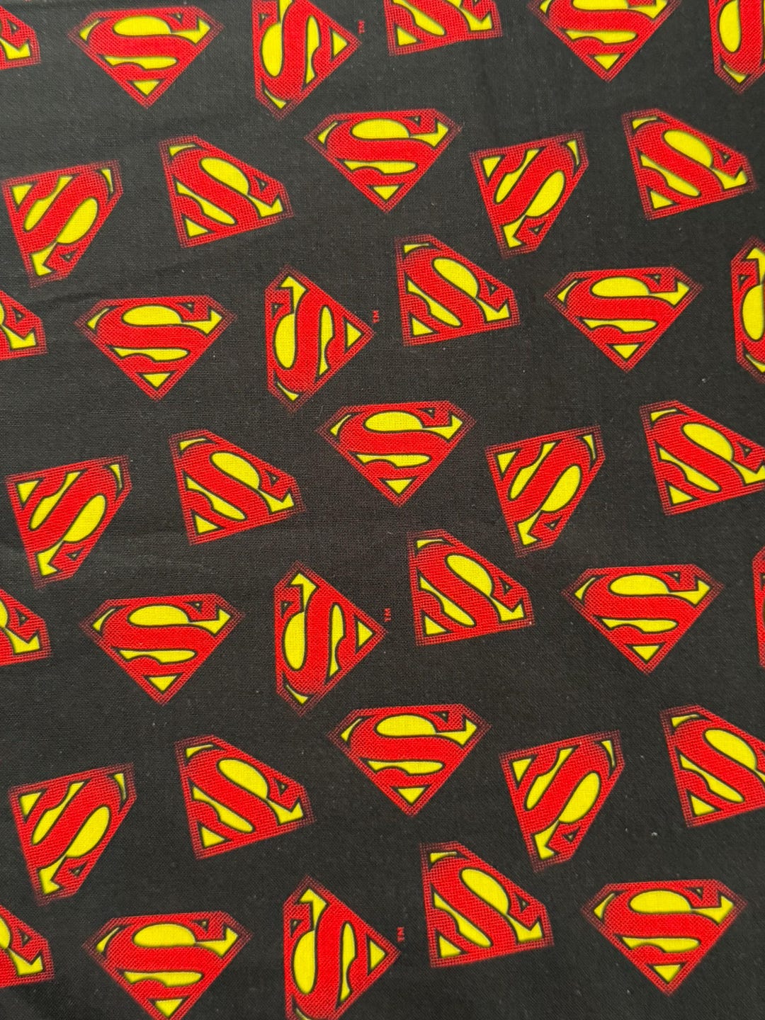 Superman Shield Cotton Fabric | DC Comics Black Red Yellow Pattern - Etsy