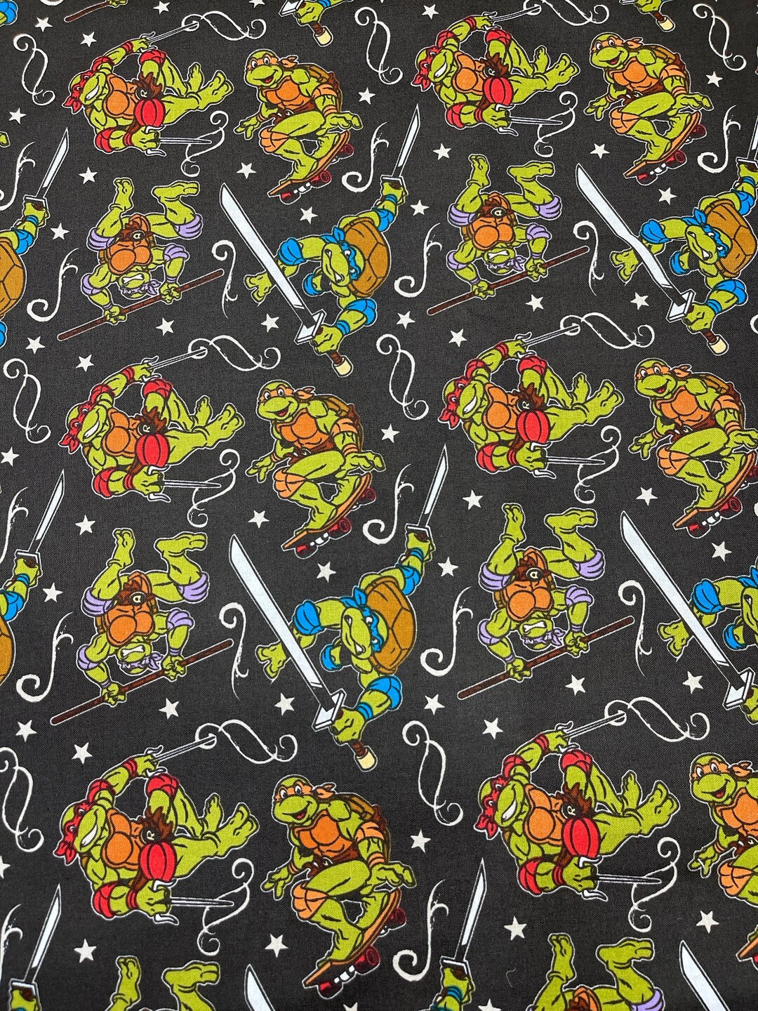 TMNT Cotton Fabric: Turtle Action Print - Etsy